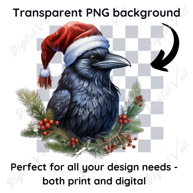 Winter Holiday Raven Clipart Images Set of 16 Festive Christmas Clipart ...