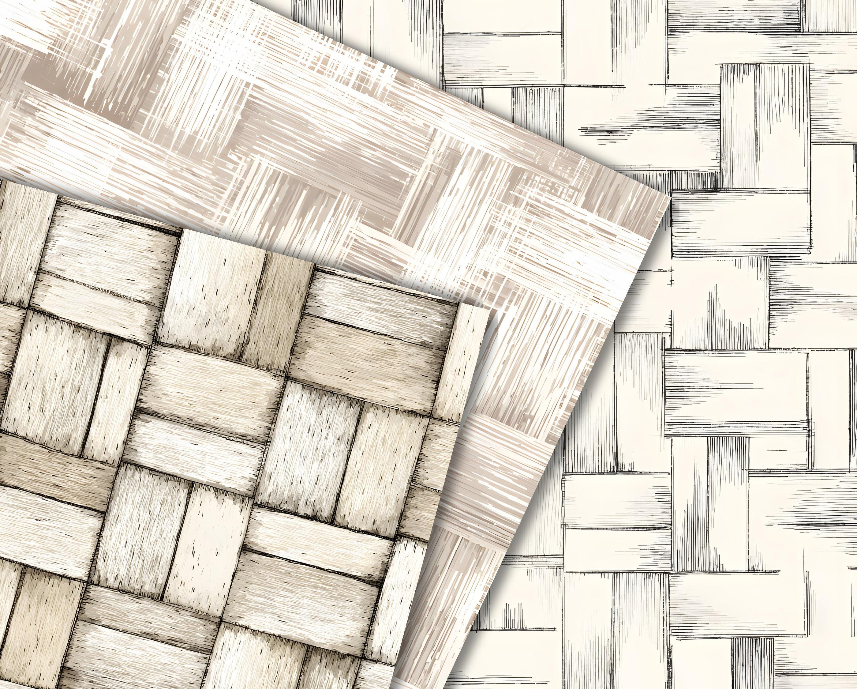 Raffia Texture Seamless Patterns: Woven Neutral Digital Papers (12x12 ...