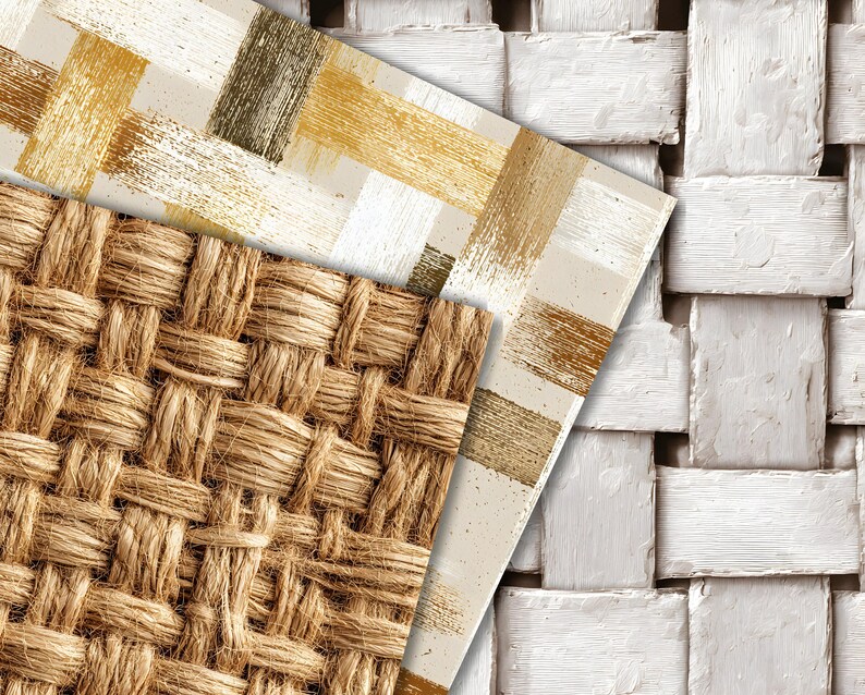 Raffia Texture Seamless Patterns: Woven Neutral Digital Papers (12x12 ...