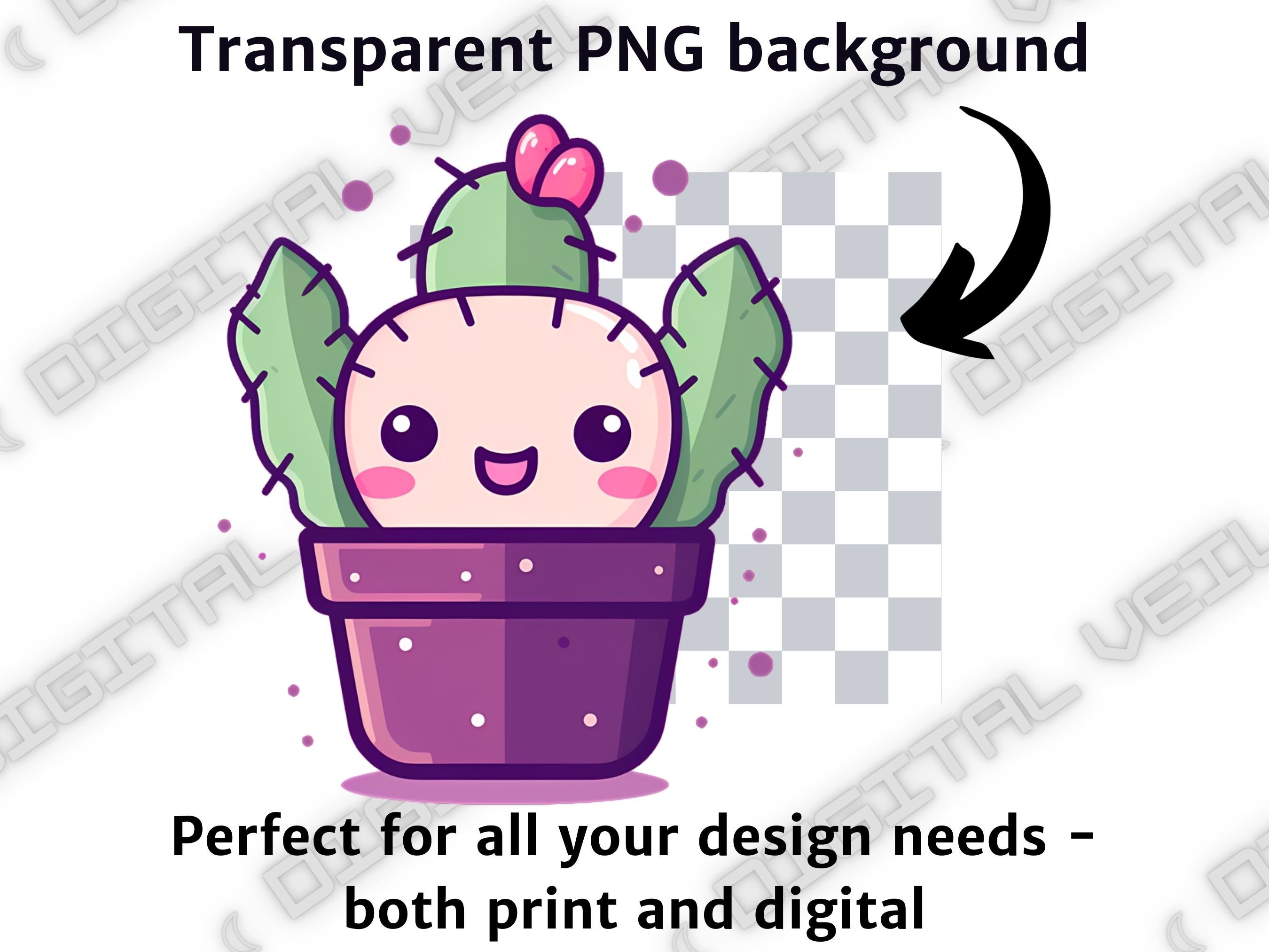 Clipart Set Kawaii Cacti 12 Adorable and Cute Digital Cactus Sticker ...