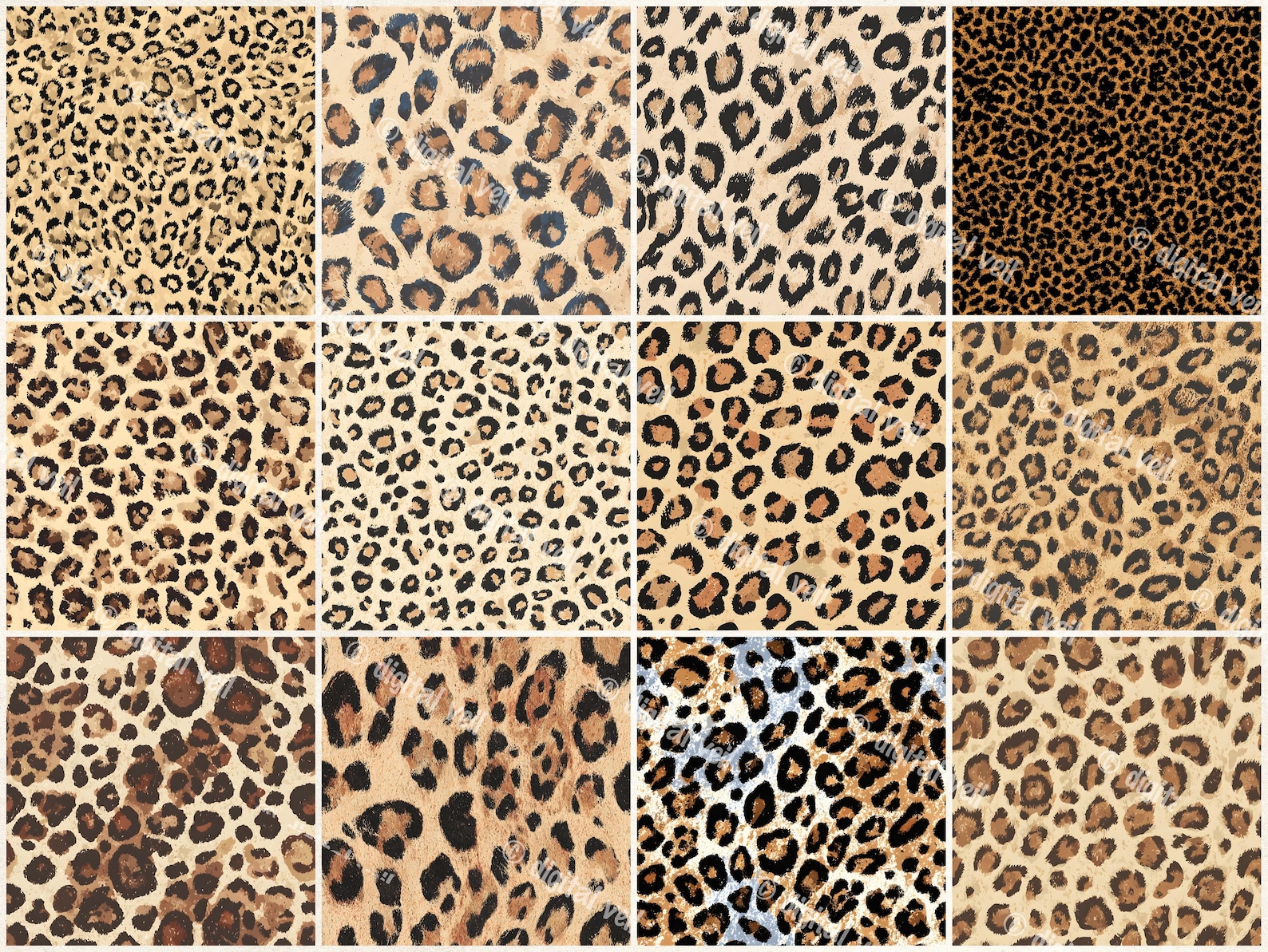 Leopard Spot Digital Paper: Seamless Animal Print Backgrounds (instant ...