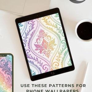 Holographic Rainbow Damask Digital Paper: Seamless Wedding Design ...