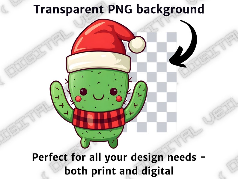 Cute Kawaii Christmas Cactus Clipart Set for Holiday Cards - Etsy