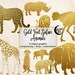 Gold Safari Animals Clipart: Metallic Wildlife PNG (digital Download ...