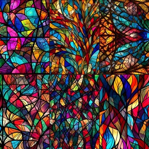 Beautiful Stained Glass Seamless Patterns Digital Paper - Etsy