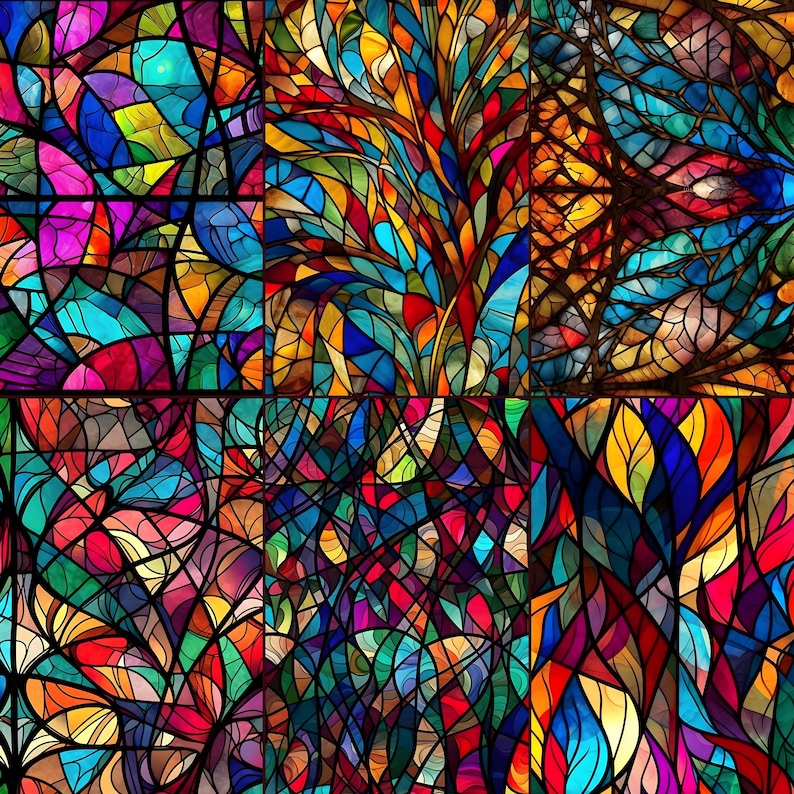 Beautiful Stained Glass Seamless Patterns Digital Paper - Etsy
