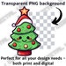 Kawaii Christmas Tree Clipart Set, Festive Holiday Designs (digital ...