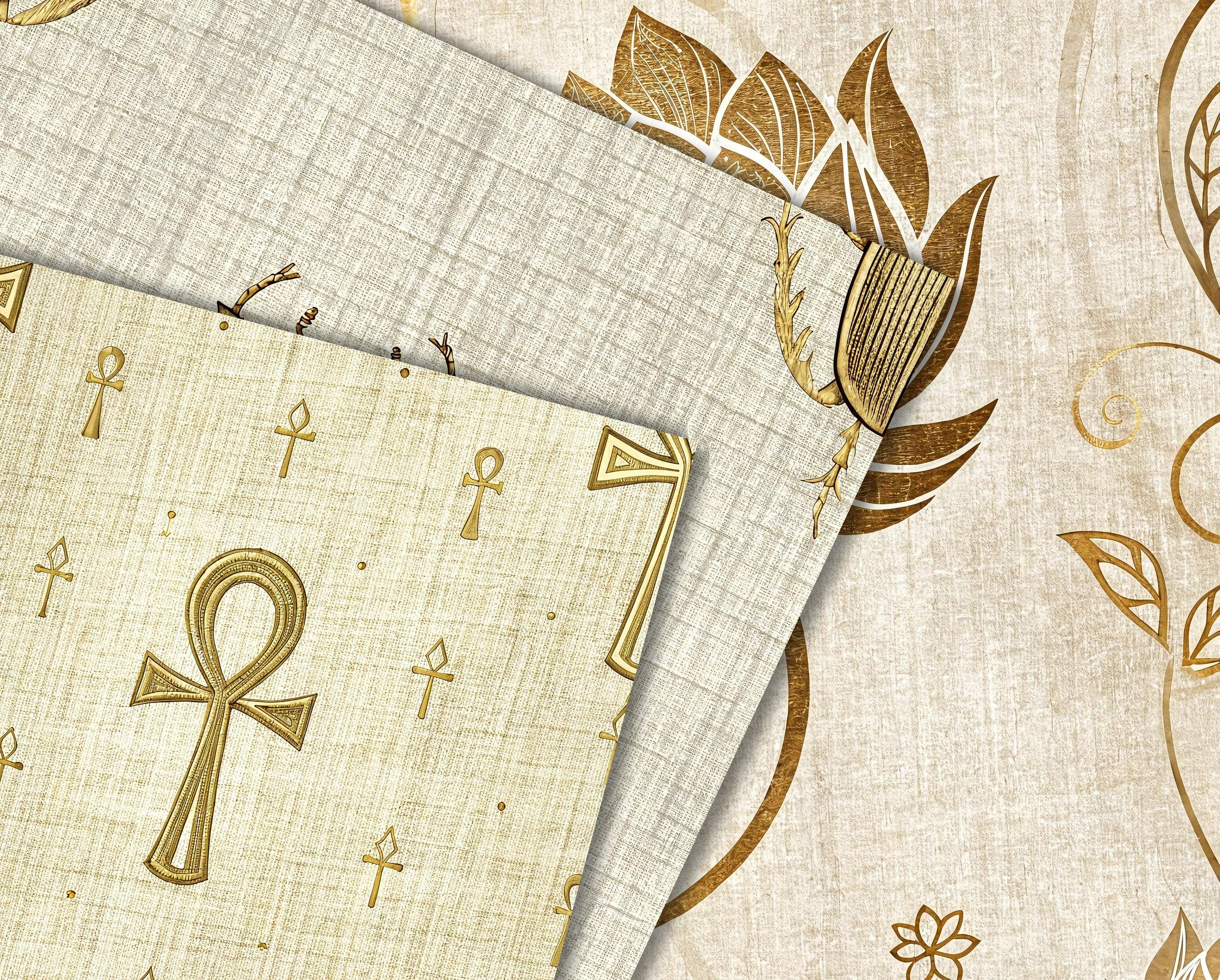 Egyptian Gold Papyrus Digital Paper: Seamless Ancient Patterns (JPEG ...