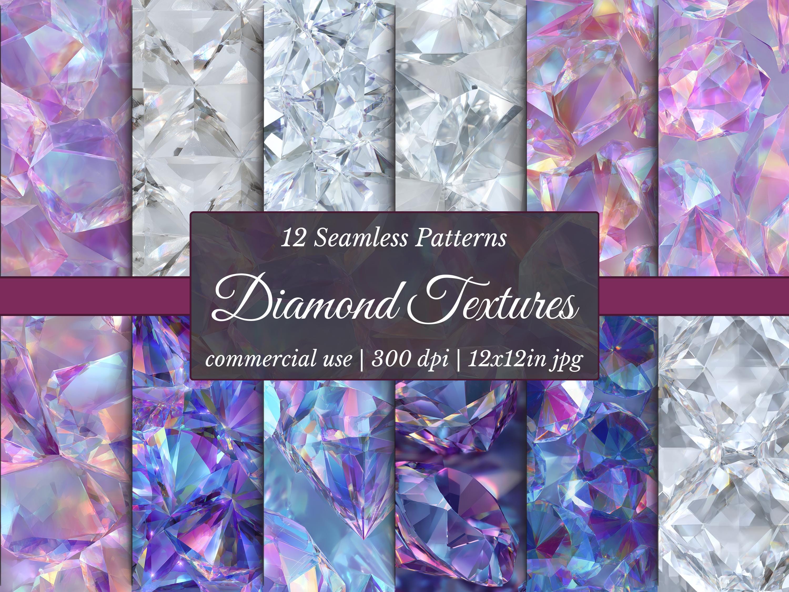 Iridescent Diamond Pattern: Holographic Gemstone Textures (commercial ...