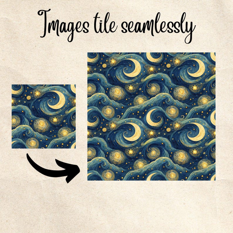 Starry Night Seamless Patterns: Van Gogh Sunflower Digital Paper (JPG ...