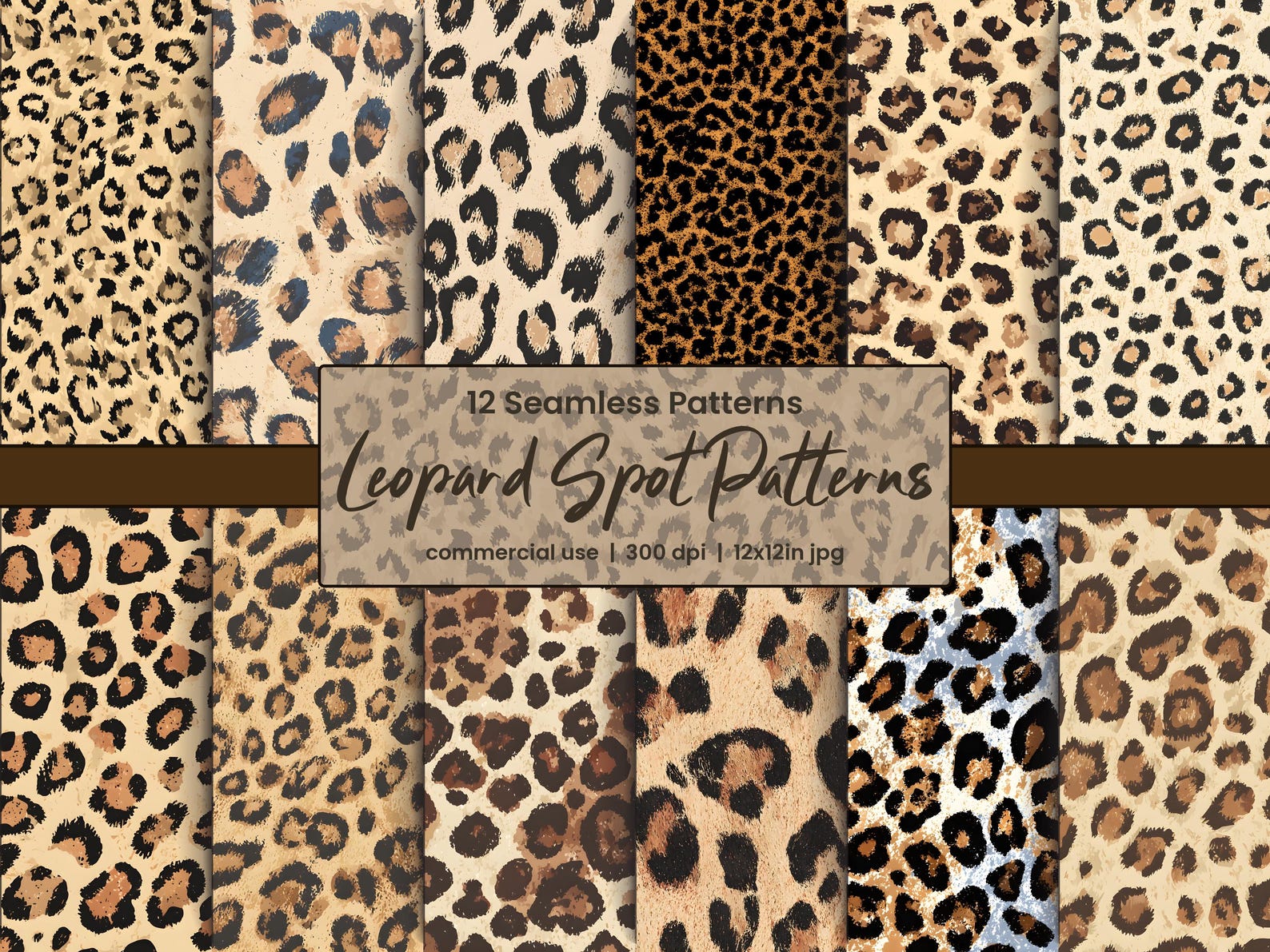 Leopard Spot Digital Paper: Seamless Animal Print Backgrounds (instant ...