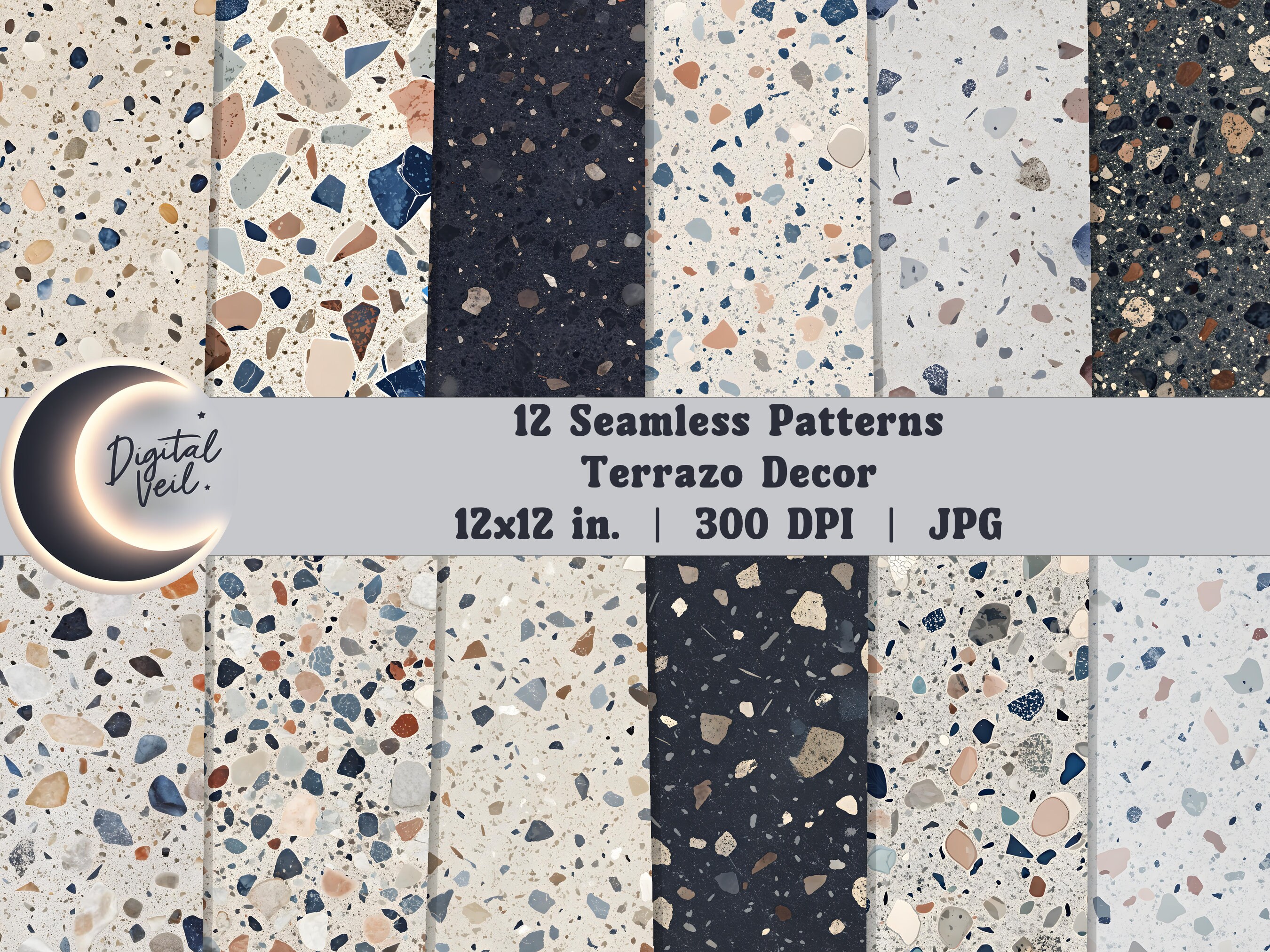 Terrazzo Digital Paper Pack Seamless Terrazzo Patterns Printable ...