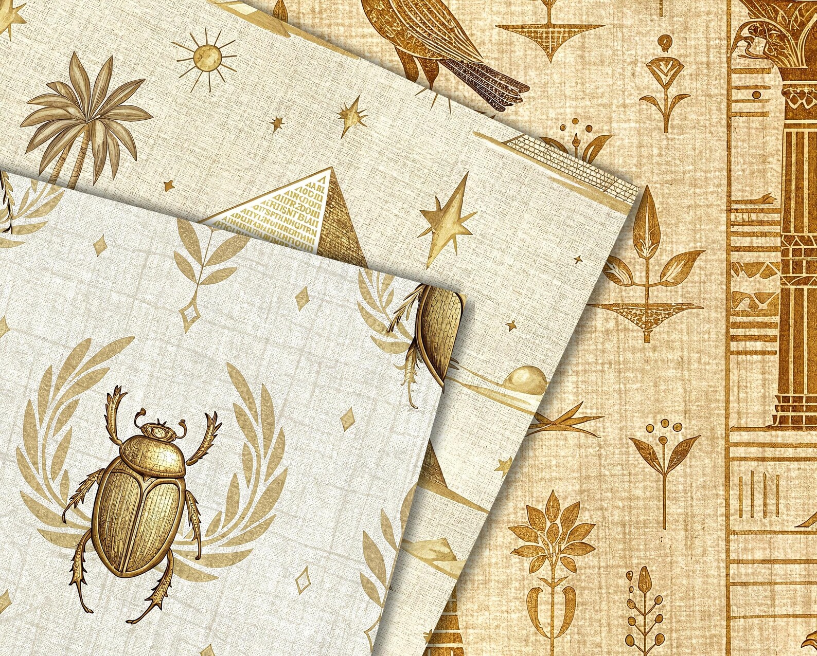 Egyptian Gold Papyrus Digital Paper: Seamless Ancient Patterns (JPEG ...