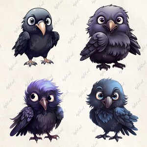 Cute Ravens Clipart, High-quality Digital & Print 12 Cliparts at 300 ...