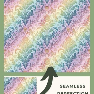 Holographic Rainbow Damask Digital Paper: Seamless Wedding Design ...
