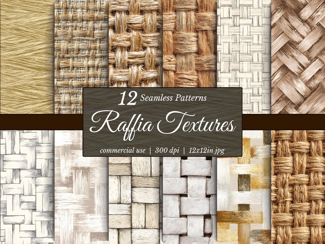 Raffia Texture Seamless Patterns: Woven Neutral Digital Papers (12x12 ...