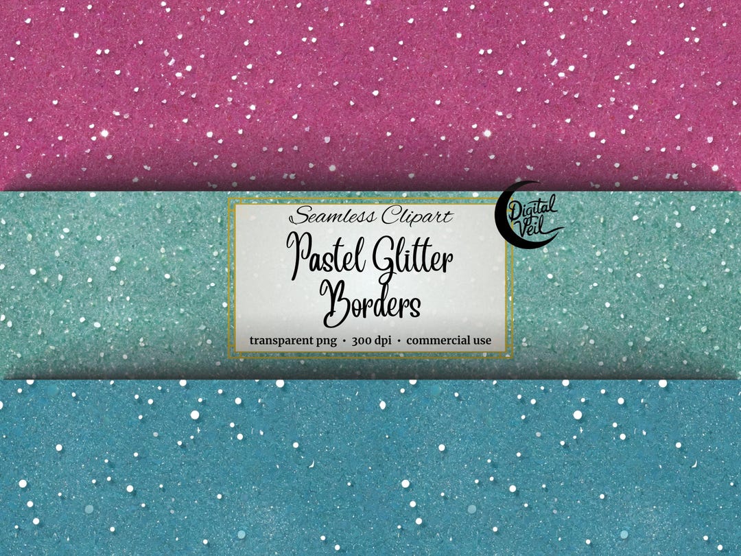 Pastel Glitter Horizontal Borders, Seamless Digital Paper Bundle, Mint ...
