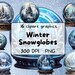 Winter Snow Globe Clipart Bundle Holiday Christmas PNG Set of 12 Snow ...