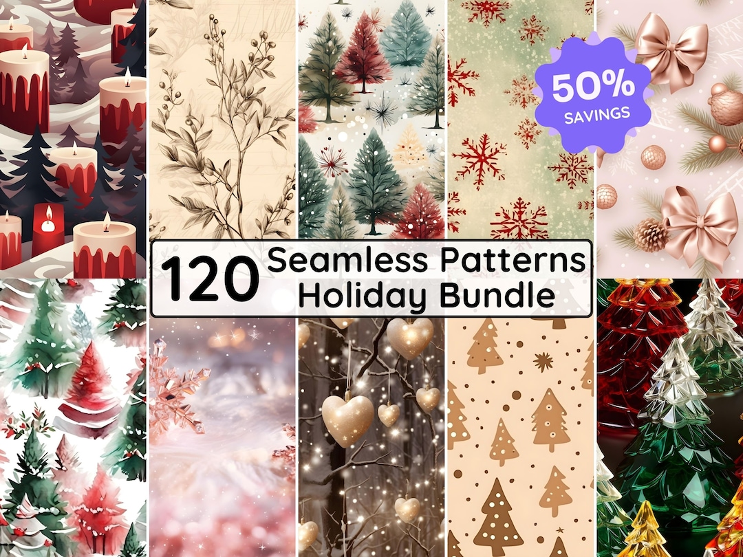 Holiday Mega Bundle 120 Digital Papers, Seamless Tiled Patterns Bundle ...