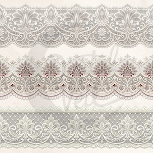 Seamless White Lace Border Clipart Bundle – Vintage Floral Embroidery ...