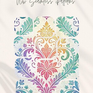 Holographic Rainbow Damask Digital Paper: Seamless Wedding Design ...