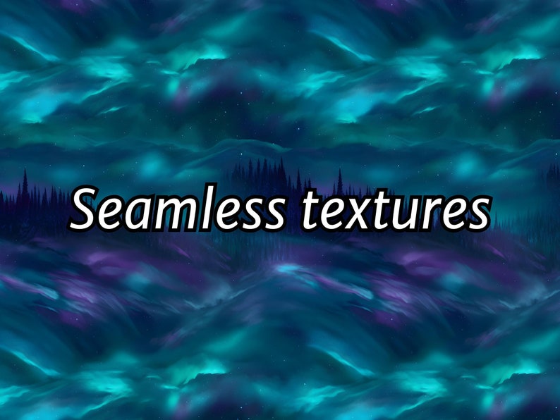 Northern Lights Oil Painting Style Seamless Patterns 12 Digital ...