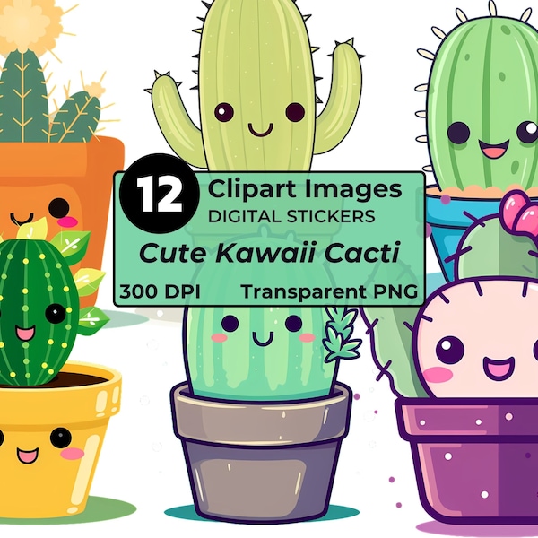 Kawaii Cactus Art - Etsy