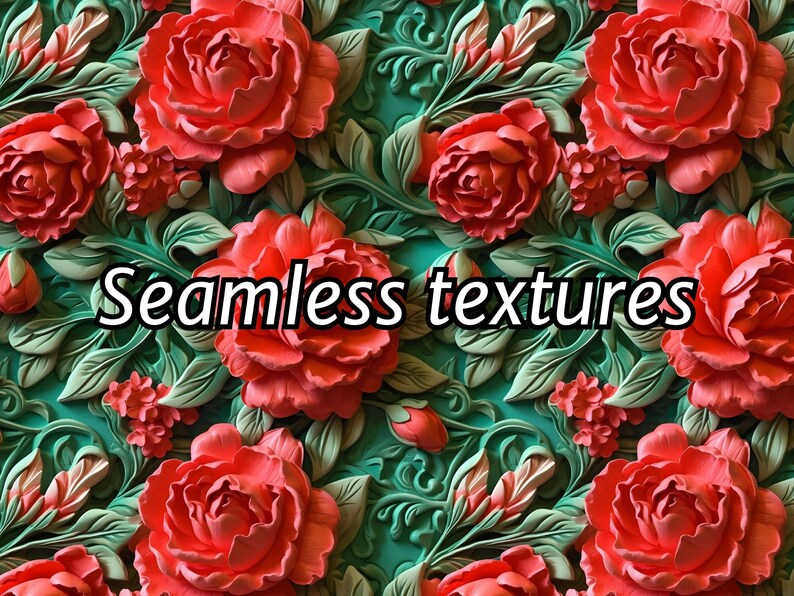 Floral 3D Embossed Seamless Pattern Collection Realistic Flowers ...