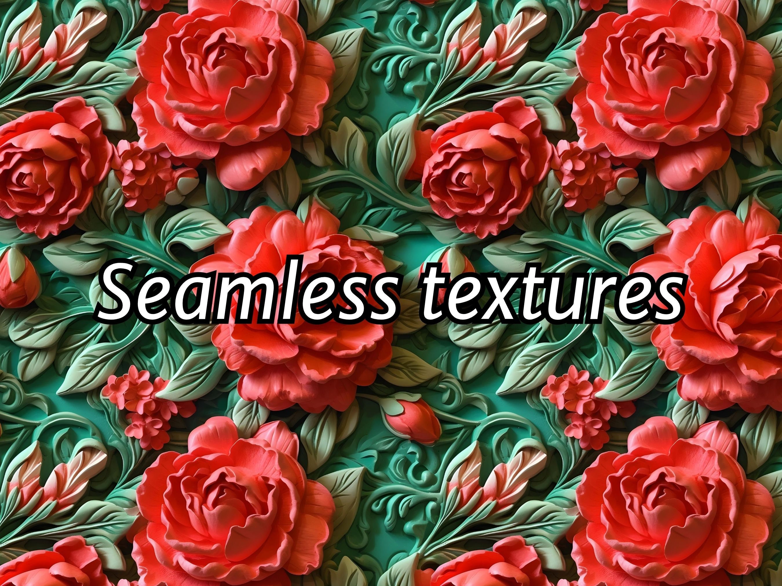 Floral 3D Embossed Seamless Pattern Collection Realistic Flowers ...