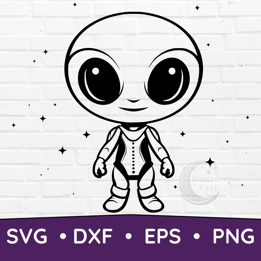 Alien Astronaut SVG Cut File Outer Space Digital Download UFO Craft ...