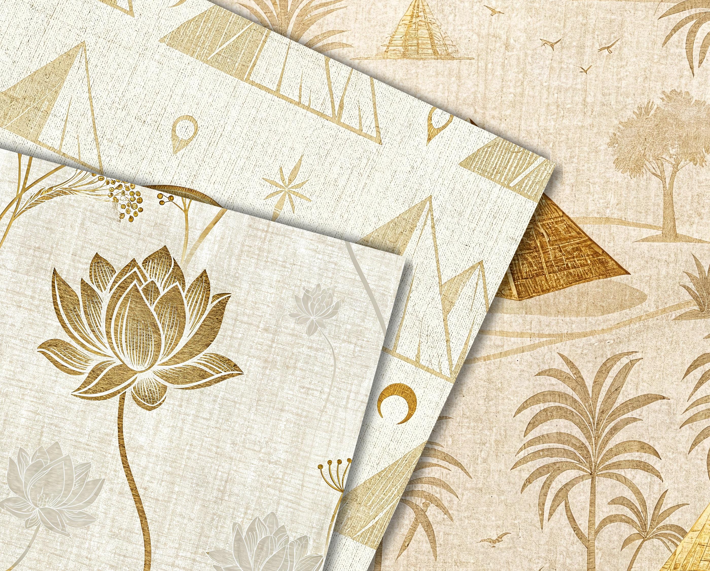 Egyptian Gold Papyrus Digital Paper: Seamless Ancient Patterns (JPEG ...