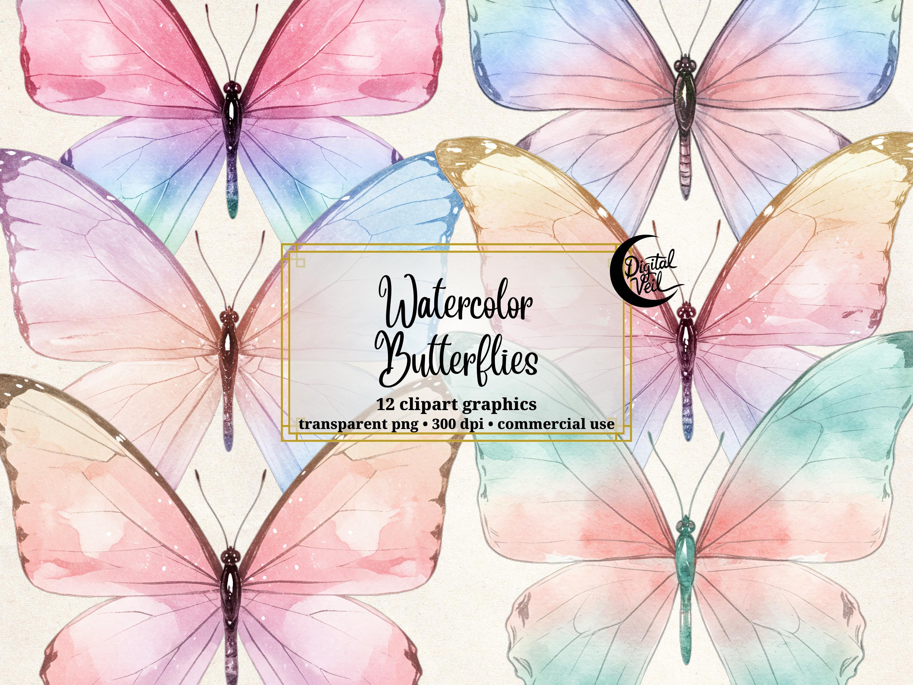 Watercolor Butterfly Clipart Set Digital PNG Hand Painted Butterflies ...