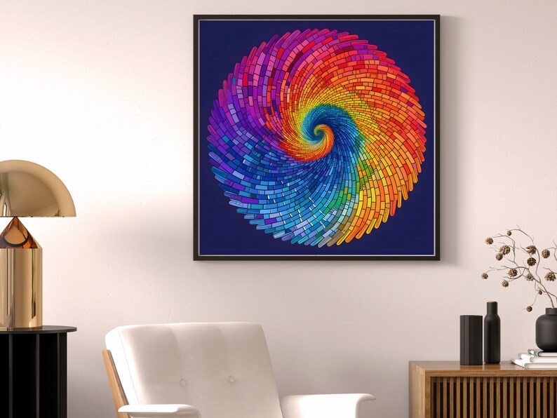 Fibonacci Spiral Wall Art Set: Rainbow Geometric Prints (digital ...