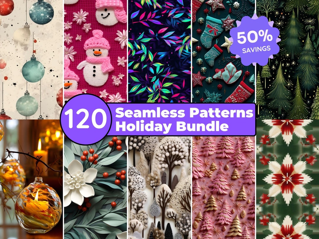 Holiday Digital Paper Mega Bundle, 120 Christmas Seamless Patterns ...