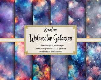 Seamless Galaxy Digital Paper, Space Pattern, Cosmic Background Planner ...