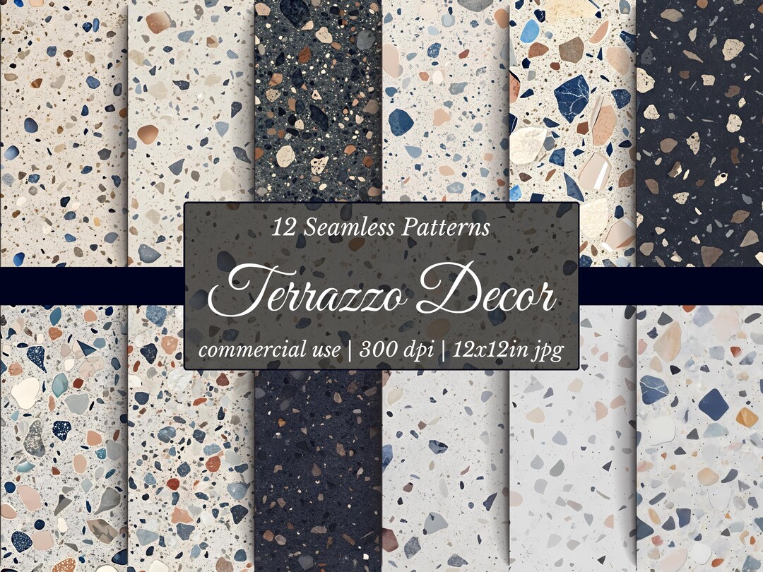 Terrazzo Digital Paper Pack | Seamless Terrazzo Patterns | Printable ...