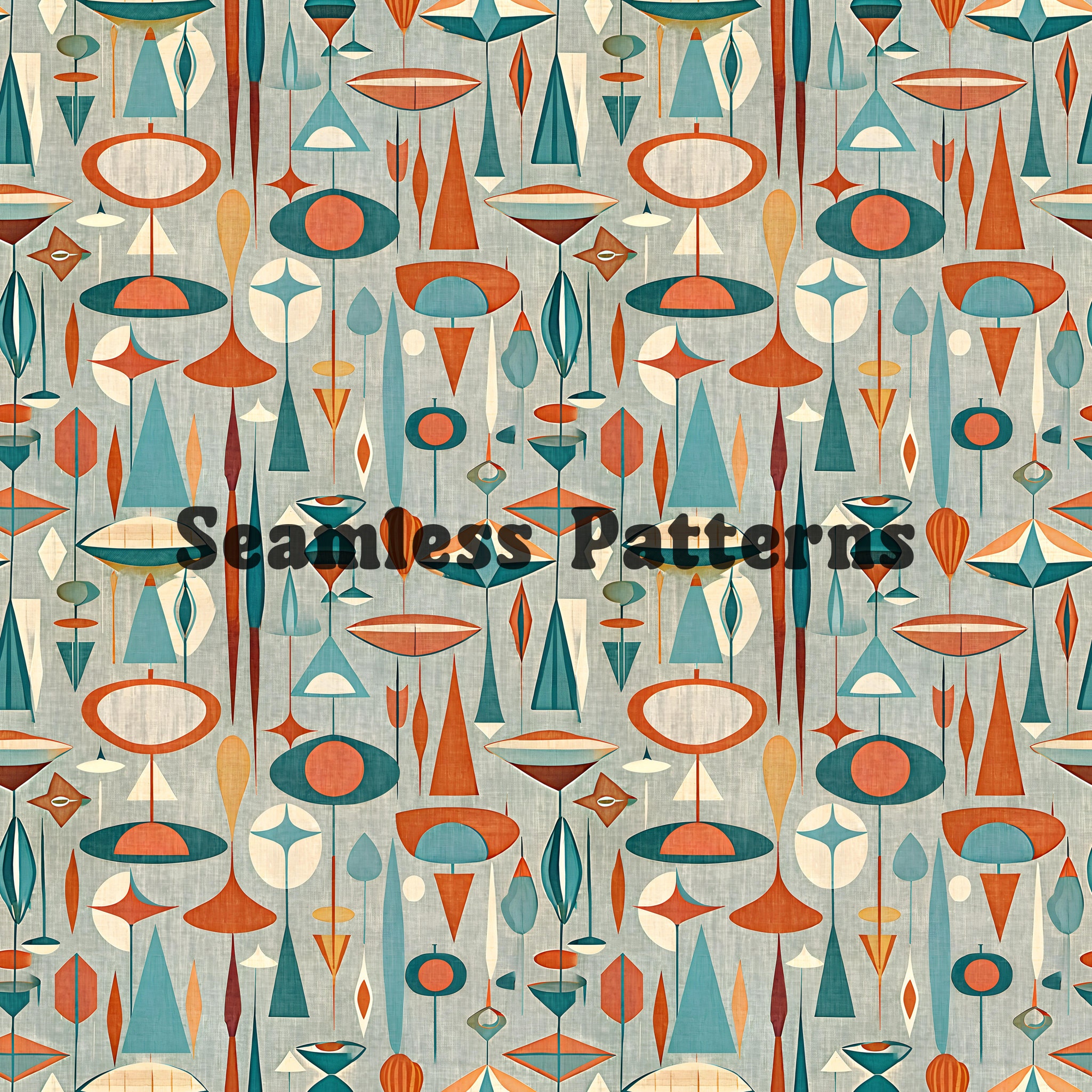 12 Seamless Patterns Mid Century Modern 12x12 Retro Geometric Digital ...