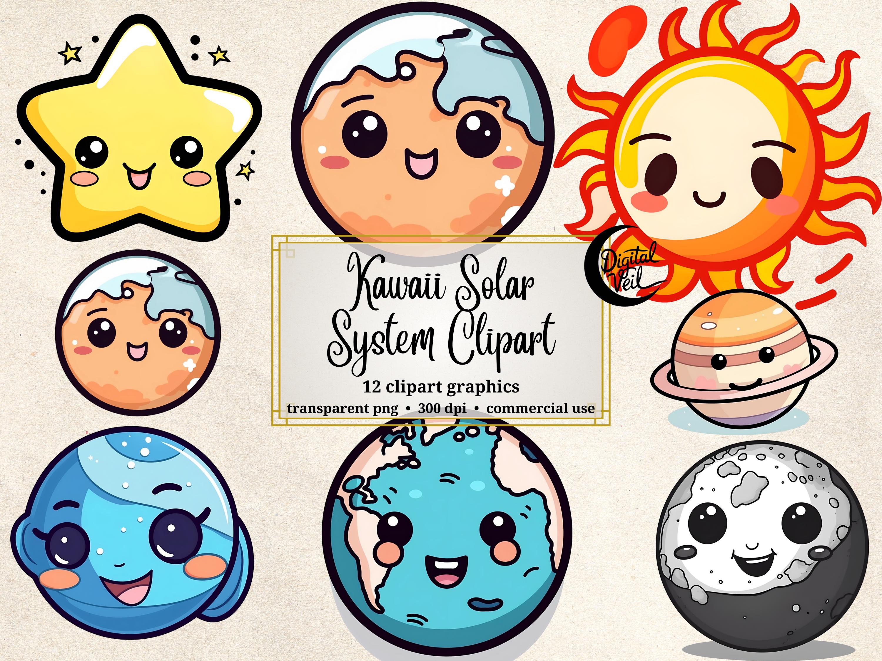 Solar System With Faces Cute
