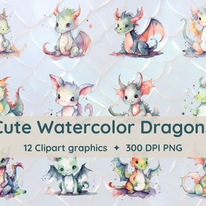 Watercolor Cartoon Dragon Clipart Whimsical and Playful Designs for ...
