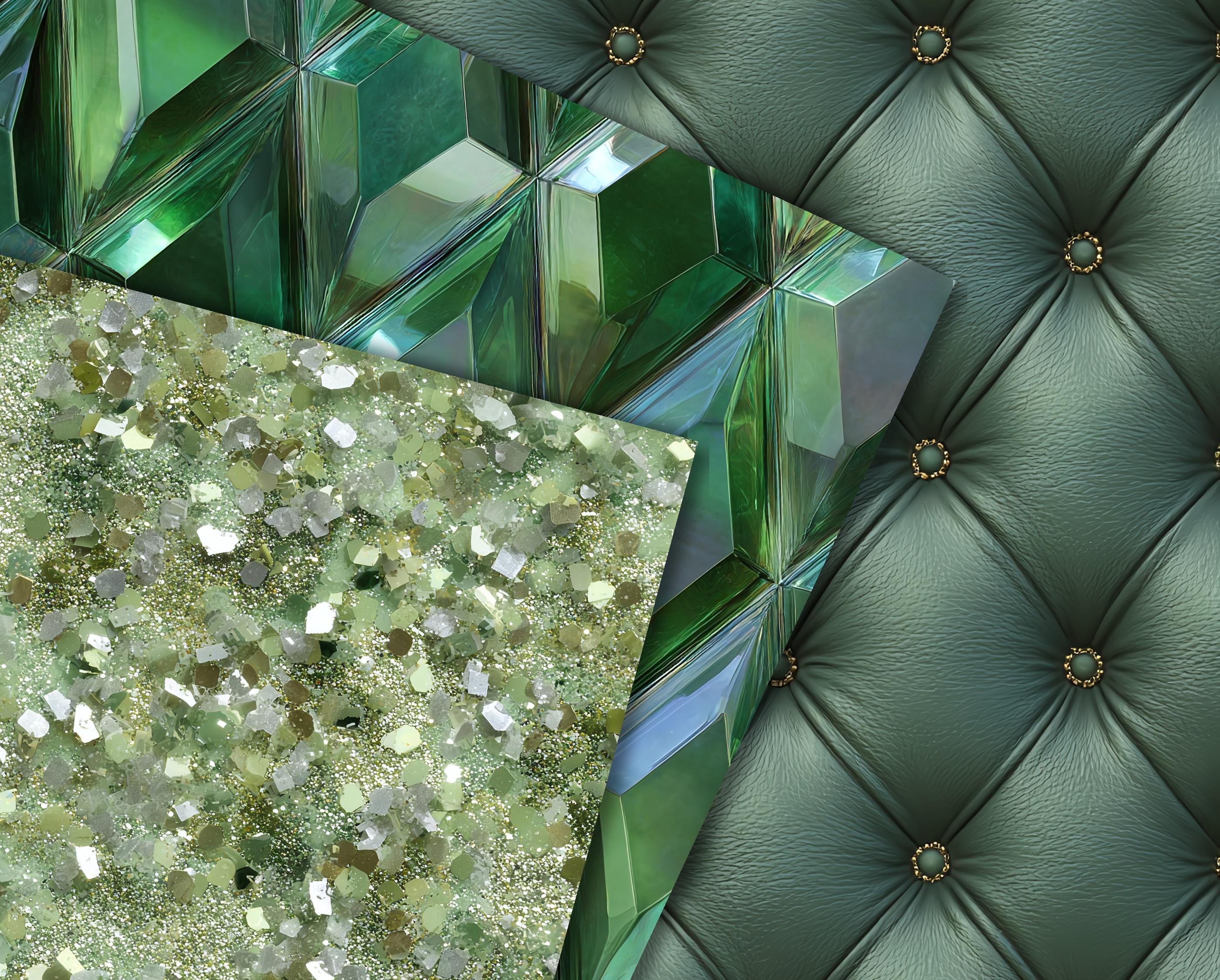 Emerald Green Digital Paper Textures: Crystal, Leather, Glitter (JPG ...