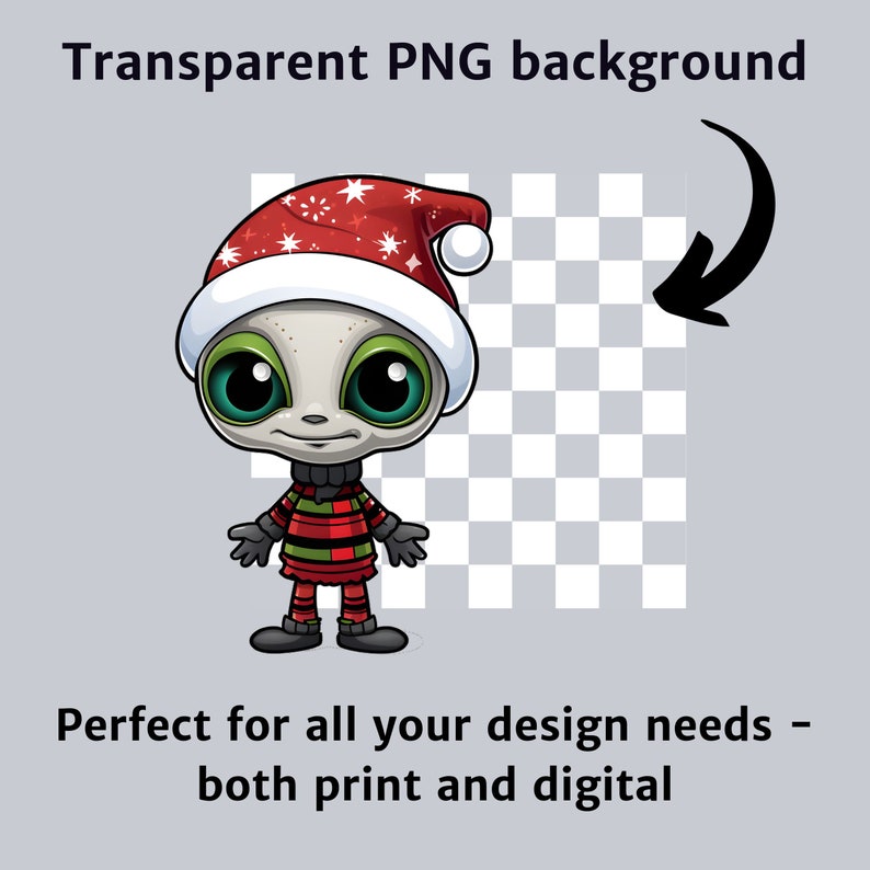 Adorable Alien Cliparts Cute ET Aliens Digital Stickers Set, Christmas ...