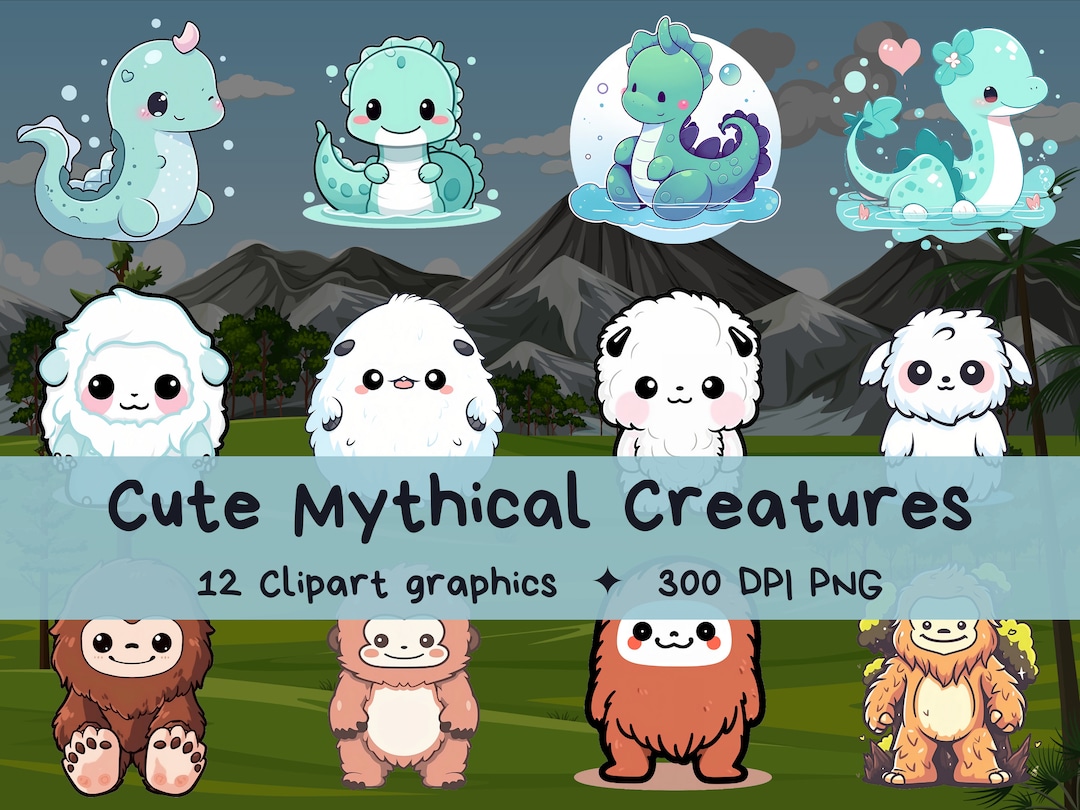 Cute Mythical Creatures Clipart Images - Loch Ness Monster Nessie, Yeti ...