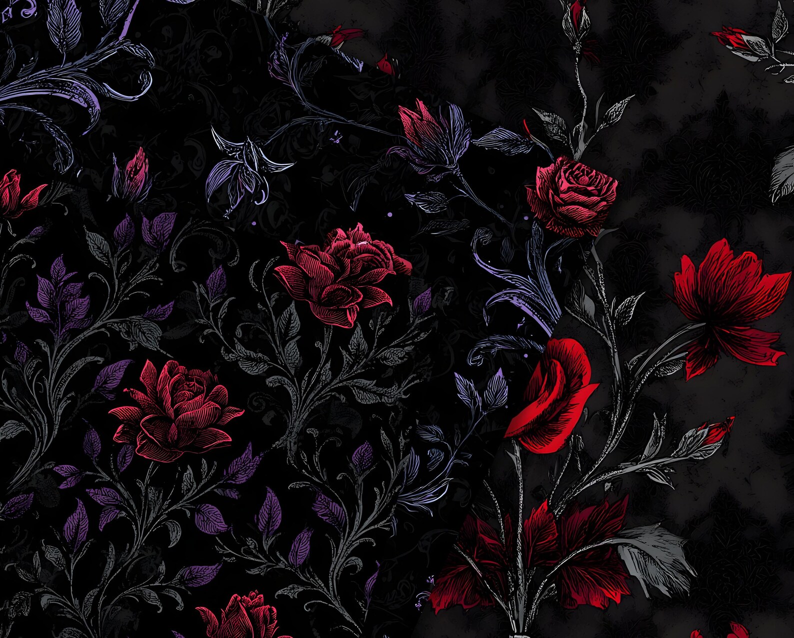 Gothic Rose Seamless Pattern Pack: Dark Floral Digital Paper (digital ...