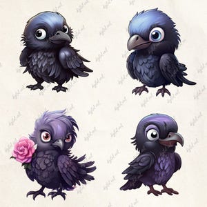 Cute Ravens Clipart, High-quality Digital & Print 12 Cliparts at 300 ...