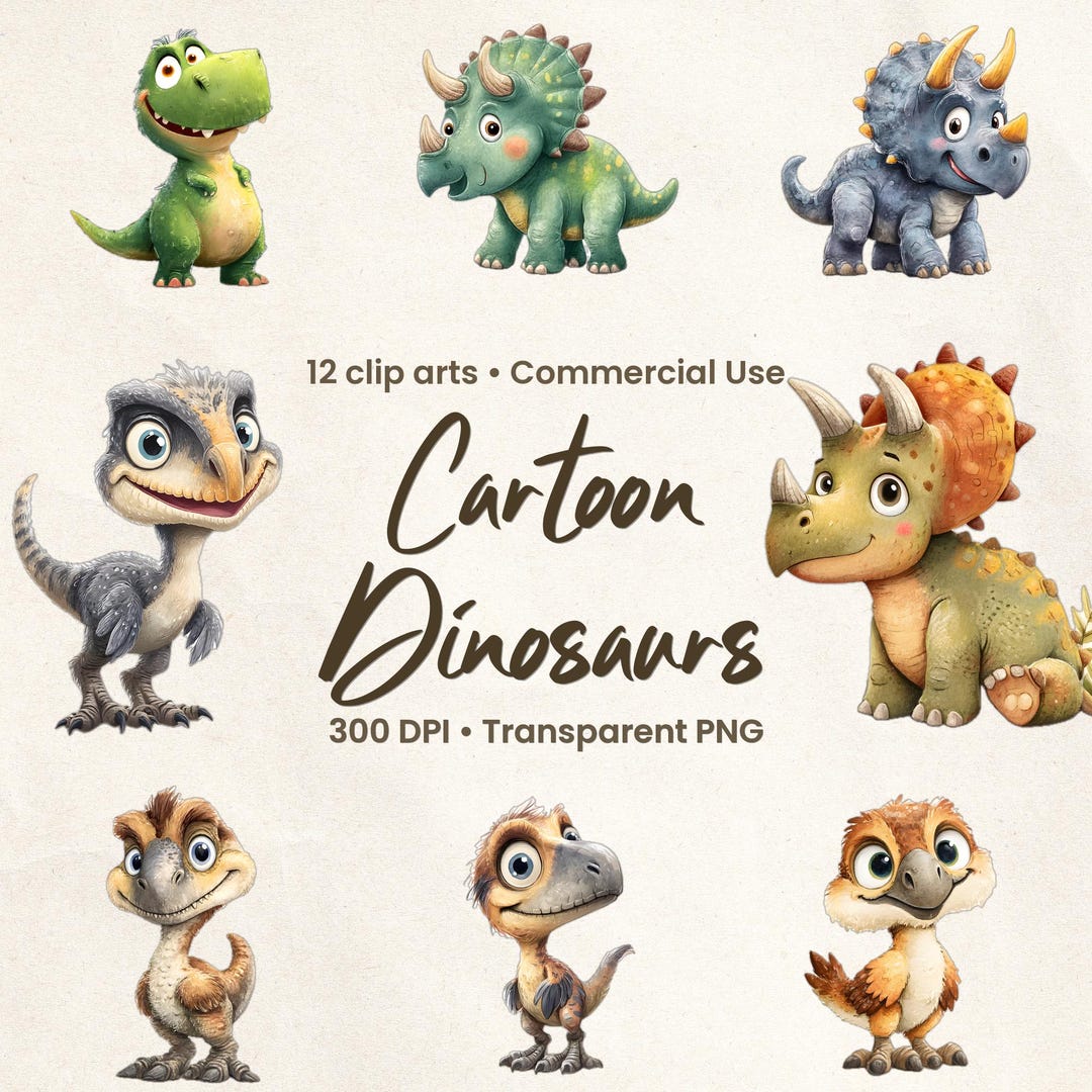 Commercial Use Dinosaur Clipart 12 Transparent Pngs Instant Download ...