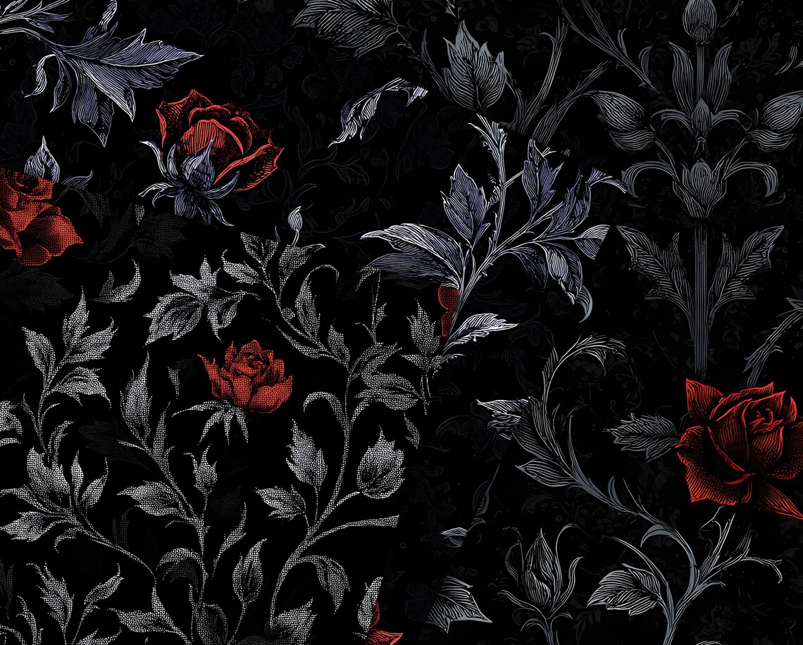 Gothic Rose Seamless Pattern Pack: Dark Floral Digital Paper (digital ...