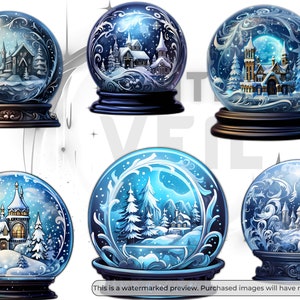 Winter Snow Globe Clipart Bundle Holiday Christmas PNG Set of 12 Snow ...