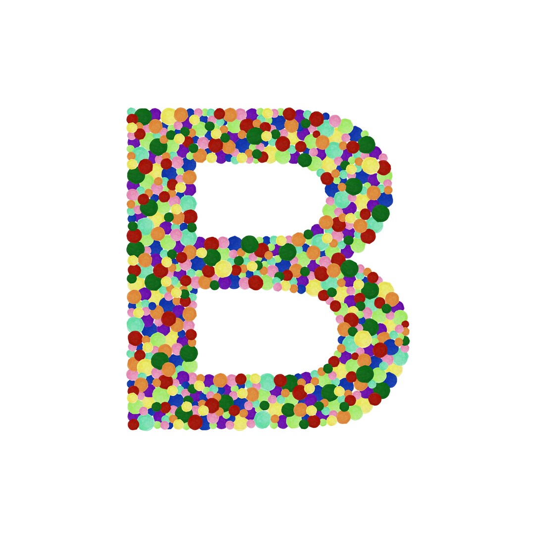 Printable Polka Dot B Letter Sign Watercolor Print Monogram - Etsy