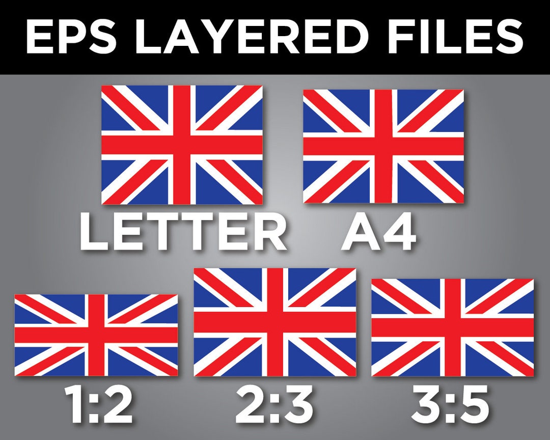 UK Flag EPS Vector Digital Download Various Sizes A4, Letter, Standard ...