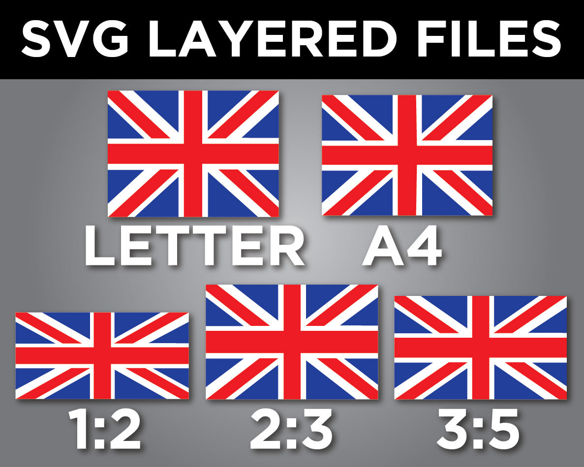 UK Flag SVG Vector Digital Download Various Sizes A4, Letter, Standard ...